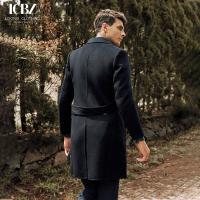 China Custom Business Men Wool Blend Long Coat Slim Fit Windbreaker Jacket S-3XL for sale