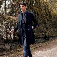 China Custom Business Men Wool Blend Long Coat Slim Fit Windbreaker Jacket S-3XL for sale