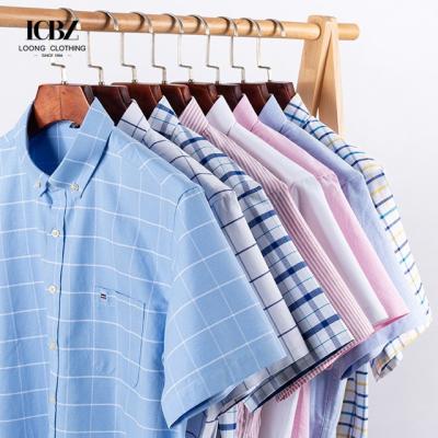 China Men's Cotton Oxford Short-Sleeve Plaid Casual Shirt XXL to 10XL Custom Logo for sale