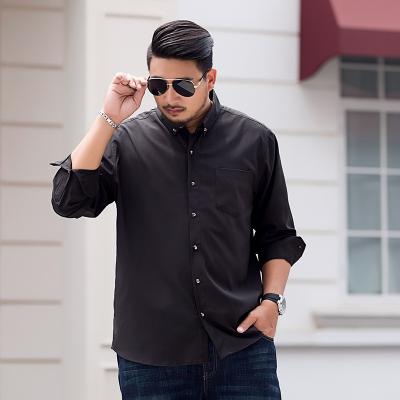 China Men's Long Sleeve Dress Shirt Polyester Viscose Black Sizes S to 4XL Custom Logo for sale