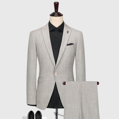 China V-Neck Plus Size 3 Piece Wool Polyester Formal Business Suit for Men Wedding Party Dark Blue M to 2XL for sale