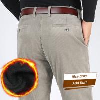 China Men Corduroy Casual Pants Thickened Fleece Lined Winter Trousers Sizes M to 8XL for sale