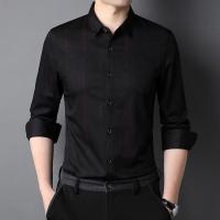 China Custom Formal Men's Dress Shirt Polyester Cotton Long Sleeve Slim Fit Sizes S to XXL for sale