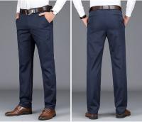China Men's Formal Business Trousers Cotton Polyester Plain Dyed Black Dark Gray M to 8XL for sale