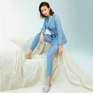 China Regular Fit Women's Suit Two Pieces Long Sleeve Autumn Office Lady Business Set Polyester 20x25x10cm for sale