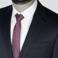 China Men's Dark Blue Business Suit Polyester Cotton Single Breasted Jacket Trousers 2 Piece Set for sale