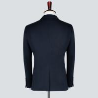China Men's Dark Blue Business Suit Polyester Cotton Single Breasted Jacket Trousers 2 Piece Set for sale