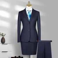 China Women V Neck Blazer Pencil Skirt Suit Set 2 Piece Office Formal Wear for sale