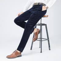 China Men's Regular Fit Corduroy Dress Pants Drawstring Closure Business Trousers Cotton Polyester Sizes M to 8XL for sale