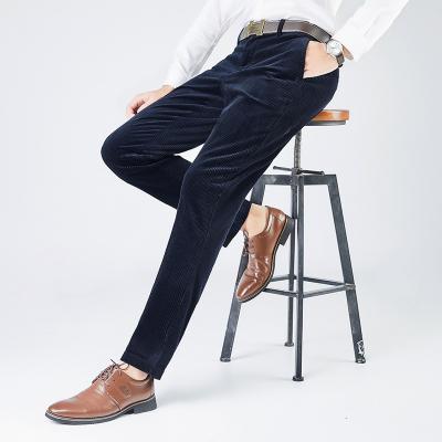 China Men's Regular Fit Corduroy Dress Pants Drawstring Closure Business Trousers Cotton Polyester Sizes M to 8XL for sale