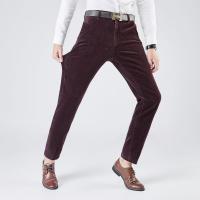 China Men's Regular Fit Corduroy Dress Pants Drawstring Closure Business Trousers Cotton Polyester Sizes M to 8XL for sale