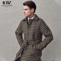 China Custom Houndstooth Woolen Coat Business Casual Men Sizes S-3XL for sale