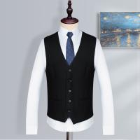 China Custom Men Formal Waistcoat Polyester Solid Vest Sizes S to XL Black Dark Blue for sale