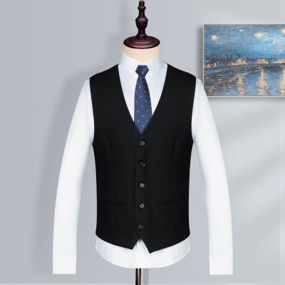 China Custom Men Formal Waistcoat Polyester Solid Vest Sizes S to XL Black Dark Blue for sale