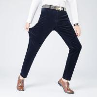 China Men's Regular Fit Corduroy Dress Pants Drawstring Closure Business Trousers Cotton Polyester Sizes M to 8XL for sale