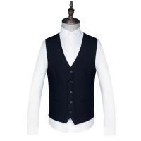 China Custom Men Formal Waistcoat Polyester Solid Vest Sizes S to XL Black Dark Blue for sale