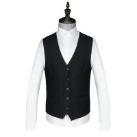 China Custom Men Formal Waistcoat Polyester Solid Vest Sizes S to XL Black Dark Blue for sale