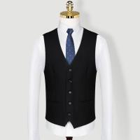 China Custom Men Formal Waistcoat Polyester Solid Vest Sizes S to XL Black Dark Blue for sale