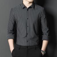 China Men's Business Plaid Stripes Long Sleeve Shirt 100% Cotton Sizes 2XL-10XL Custom Logo for sale