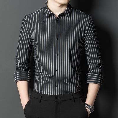 China Men's Business Plaid Stripes Long Sleeve Shirt 100% Cotton Sizes 2XL-10XL Custom Logo for sale