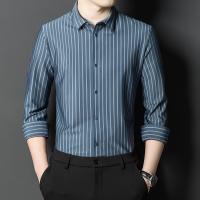 China Men's Business Plaid Stripes Long Sleeve Shirt 100% Cotton Sizes 2XL-10XL Custom Logo for sale