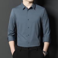 China Men's Business Plaid Stripes Long Sleeve Shirt 100% Cotton Sizes 2XL-10XL Custom Logo for sale