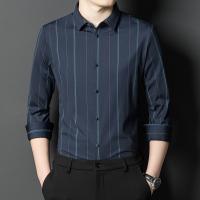 China Men's Business Plaid Stripes Long Sleeve Shirt 100% Cotton Sizes 2XL-10XL Custom Logo for sale