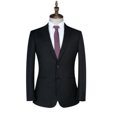 China Men's Standard Size Black Wool Business Two Piece Suit for Wedding Groomsman for sale