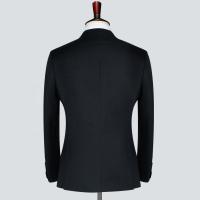 China Men's Standard Size Black Wool Business Two Piece Suit for Wedding Groomsman for sale
