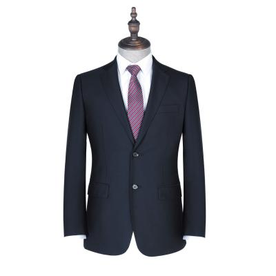 China Navy Blue Flat Front Two Piece Suit Set for Men Casual Formal Wear 100 Polyester for sale