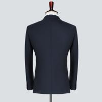 China Navy Blue Flat Front Two Piece Suit Set for Men Casual Formal Wear 100 Polyester for sale