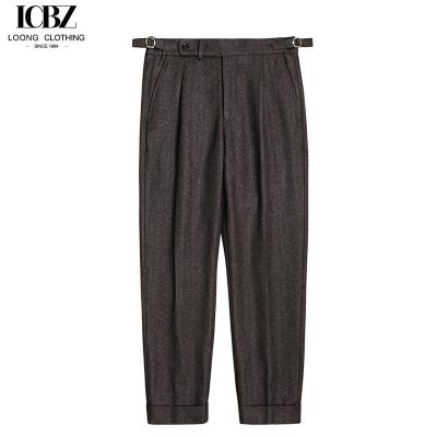 China Men's Wool Herringbone Trousers British Paris Button Business Wear S-10XL Custom for sale