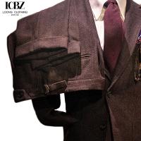 China Men's Wool Herringbone Trousers British Paris Button Business Wear S-10XL Custom for sale