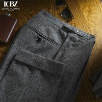 China Men's Wool Herringbone Trousers British Paris Button Business Wear S-10XL Custom for sale