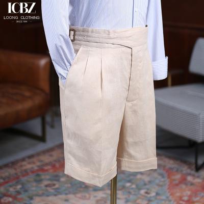 China Breathable Men's Linen Shorts High Waist Loose Curled Casual Summer Quarter Pants Sizes S-10XL for sale