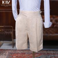 China Breathable Men's Linen Shorts High Waist Loose Curled Casual Summer Quarter Pants Sizes S-10XL for sale