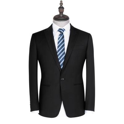 China Slim Fit Black Formal Blazer Suit Jacket with Mandarin Collar Sizes S to XL for sale