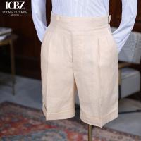 China Breathable Men's Linen Shorts High Waist Loose Curled Casual Summer Quarter Pants Sizes S-10XL for sale