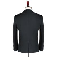 China Slim Fit Black Formal Blazer Suit Jacket with Mandarin Collar Sizes S to XL for sale