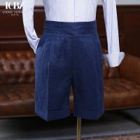 China Breathable Men's Linen Shorts High Waist Loose Curled Casual Summer Quarter Pants Sizes S-10XL for sale