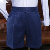 China Breathable Men's Linen Shorts High Waist Loose Curled Casual Summer Quarter Pants Sizes S-10XL for sale