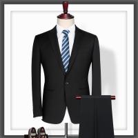 China Slim Fit Black Formal Blazer Suit Jacket with Mandarin Collar Sizes S to XL for sale