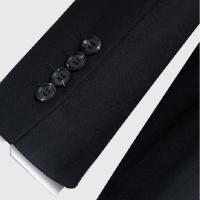 China Slim Fit Black Formal Blazer Suit Jacket with Mandarin Collar Sizes S to XL for sale