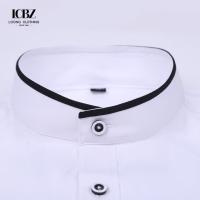 China Men's Business Casual Shirt with Stand Collar Covered Button Closure XXL to 10XL for sale