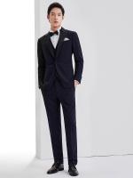 China Men's Slim Fit Wedding Suit Blazer Solid Dress Coat Business Jacket Polyester Cotton S-3XL for sale