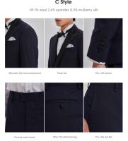 China Men's Slim Fit Wedding Suit Blazer Solid Dress Coat Business Jacket Polyester Cotton S-3XL for sale