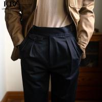 China Custom Men Business Suit Pants Wool Blend Fabric Sizes S to 3XL Customizable for sale