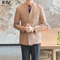 China OEM Slim Italian Style Peaked Lapel Suit for Men Professional Business Caramel Color S-3XL for sale