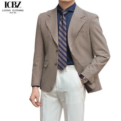 China Custom Houndstooth Blazer Jacket for Men Polyester Cotton Sizes XL to 8XL for sale