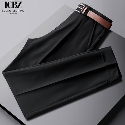 China Custom Business Formal Fit Men's Trousers Knitted Anti-Wrinkle Wool Blend Sizes S to 3XL for sale